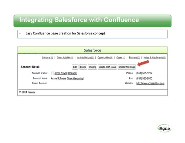 Integrating Salesforce with Confluence and JIRA using zAgile Teamwork -- Slides | PPT