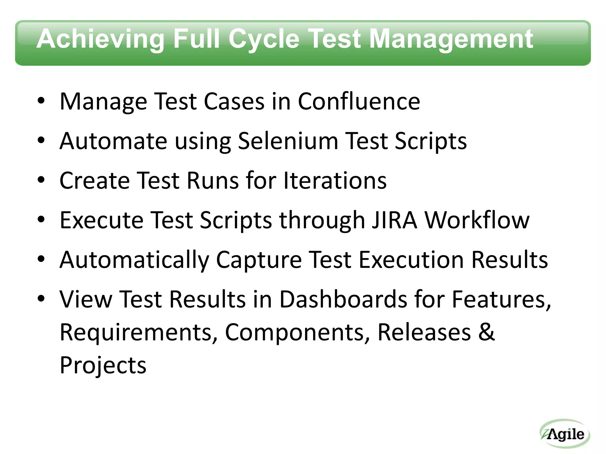 Selenium Integration With Confluence And Jira Using Zagile Teamwork Ppt