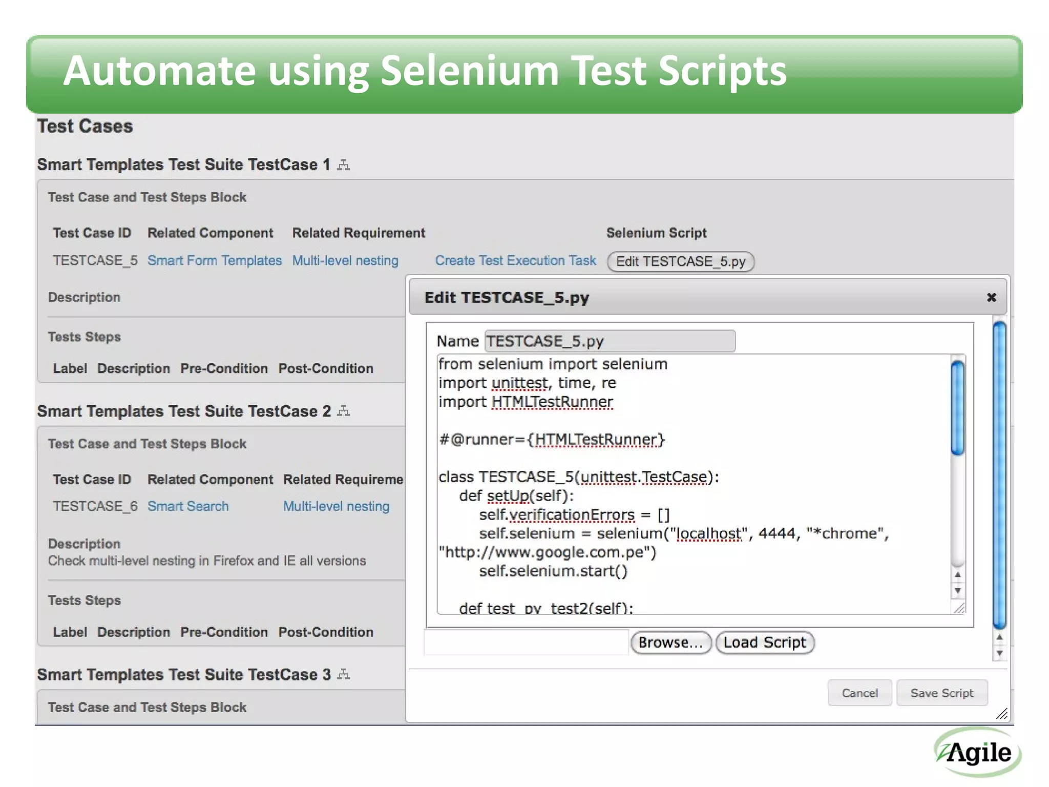 Selenium integration with Confluence and JIRA using zAgile Teamwork | PPT