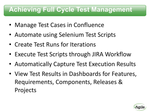 Selenium integration with Confluence and JIRA using zAgile Teamwork | PPT
