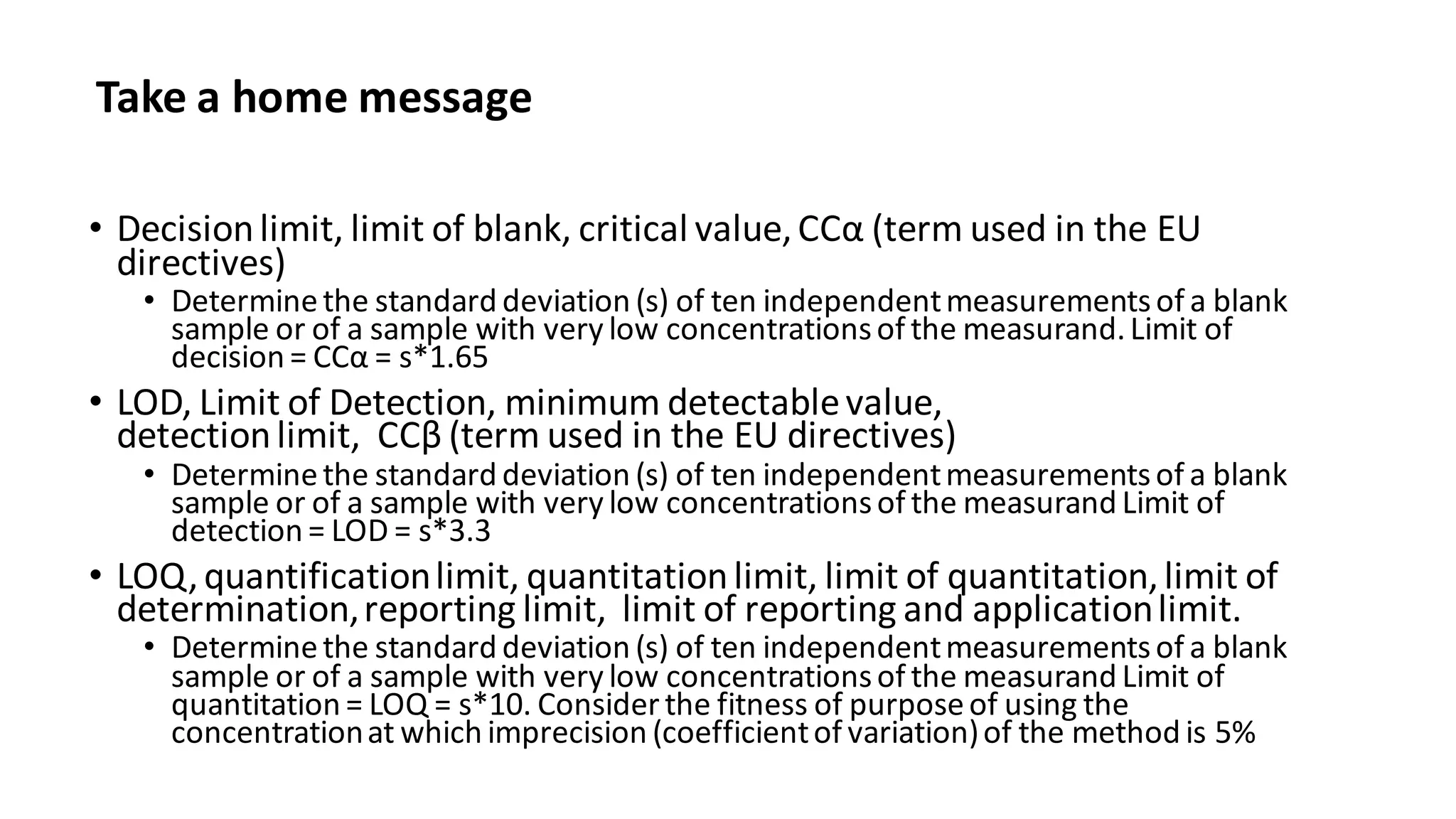 LOB LOD LOQ for method validation in laboratory | PDF