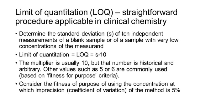 LOB LOD LOQ for method validation in laboratory | PDF | Physics | Science