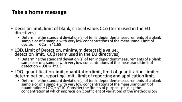 LOB LOD LOQ for method validation in laboratory | PDF | Physics | Science