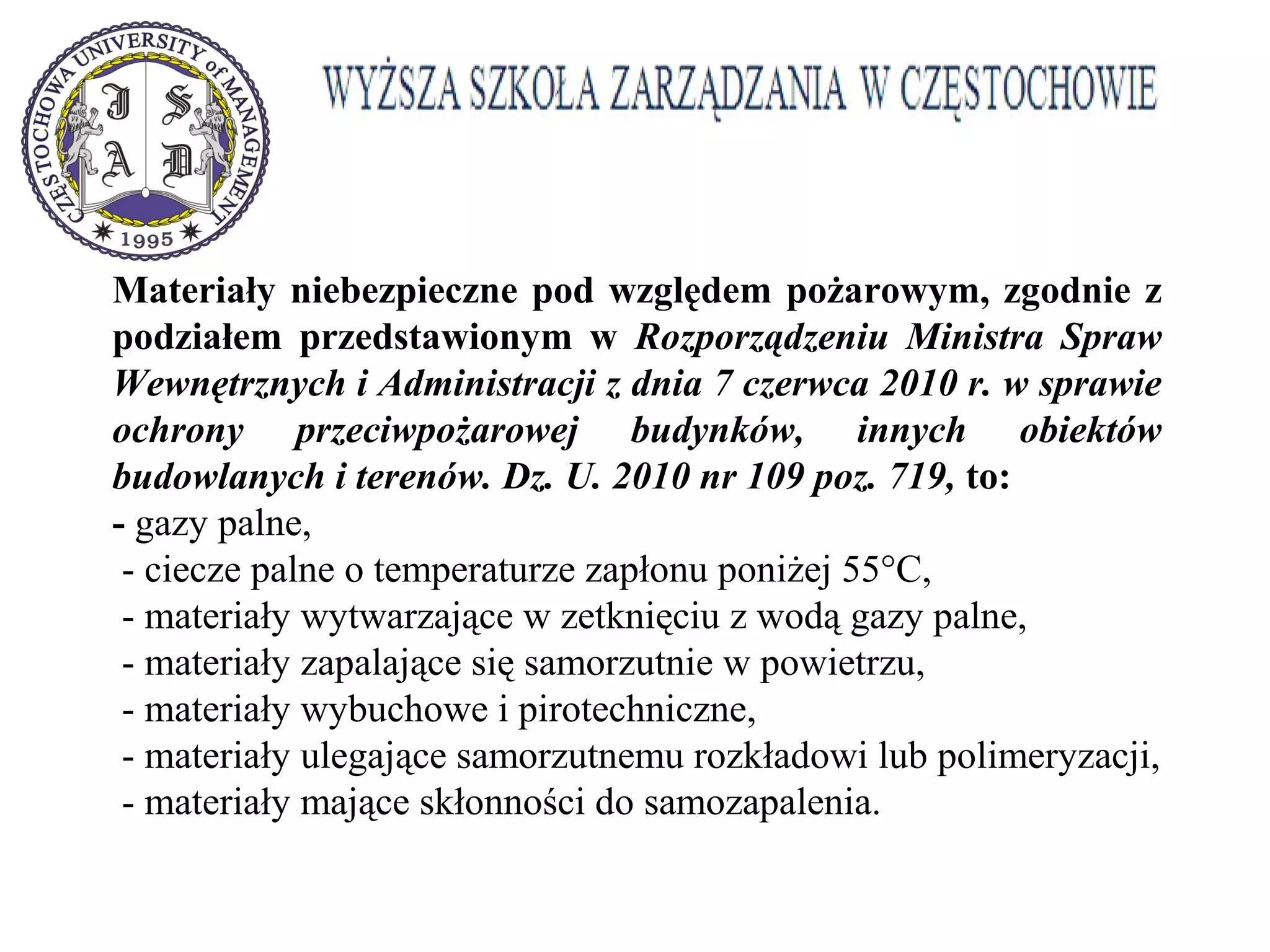 Zagro enia po_arowe_materia_by niebezpieczne. | PPT