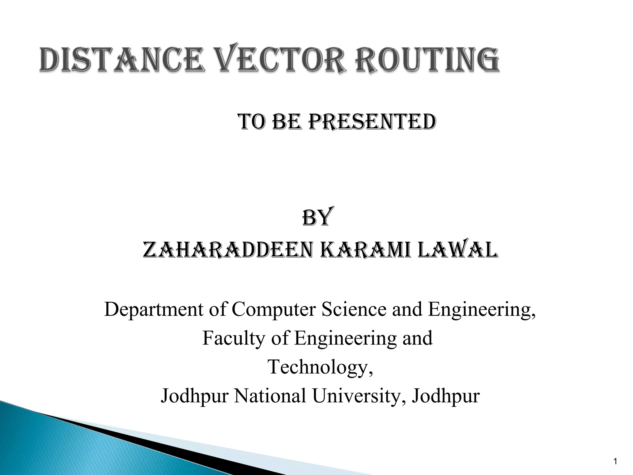 Zaharaddeen karami lawal distance vector routing | PPT
