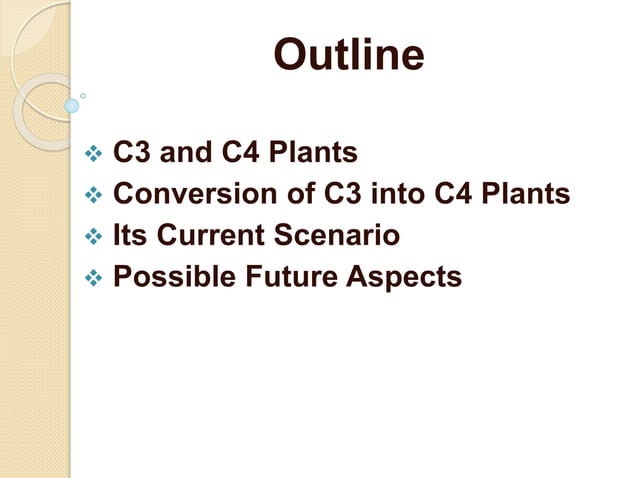 Conversion of C3 plants into C4 | PPTX | Biological Sciences | Science