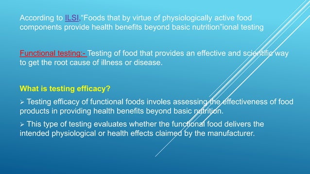 Testing Efficacy of Functional Foods | PPT