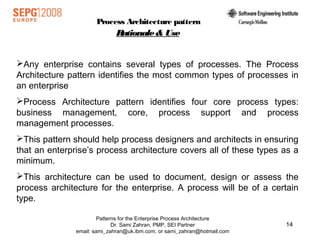 Patterns for the Enterprise Process Architecture | PPT