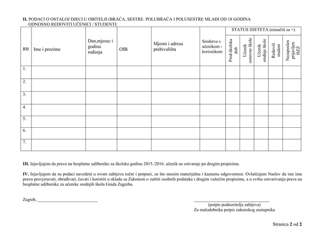 Zahtjev za nabavu besplatnih udžbenika - 2015. | PPT