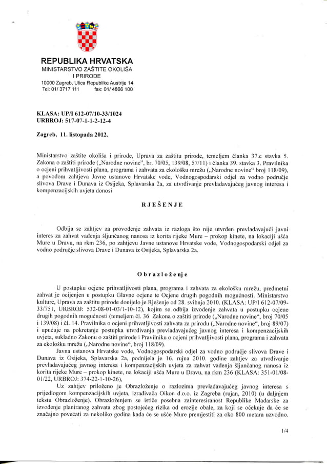 Odbijenica regulaciji ušća Mure | PDF