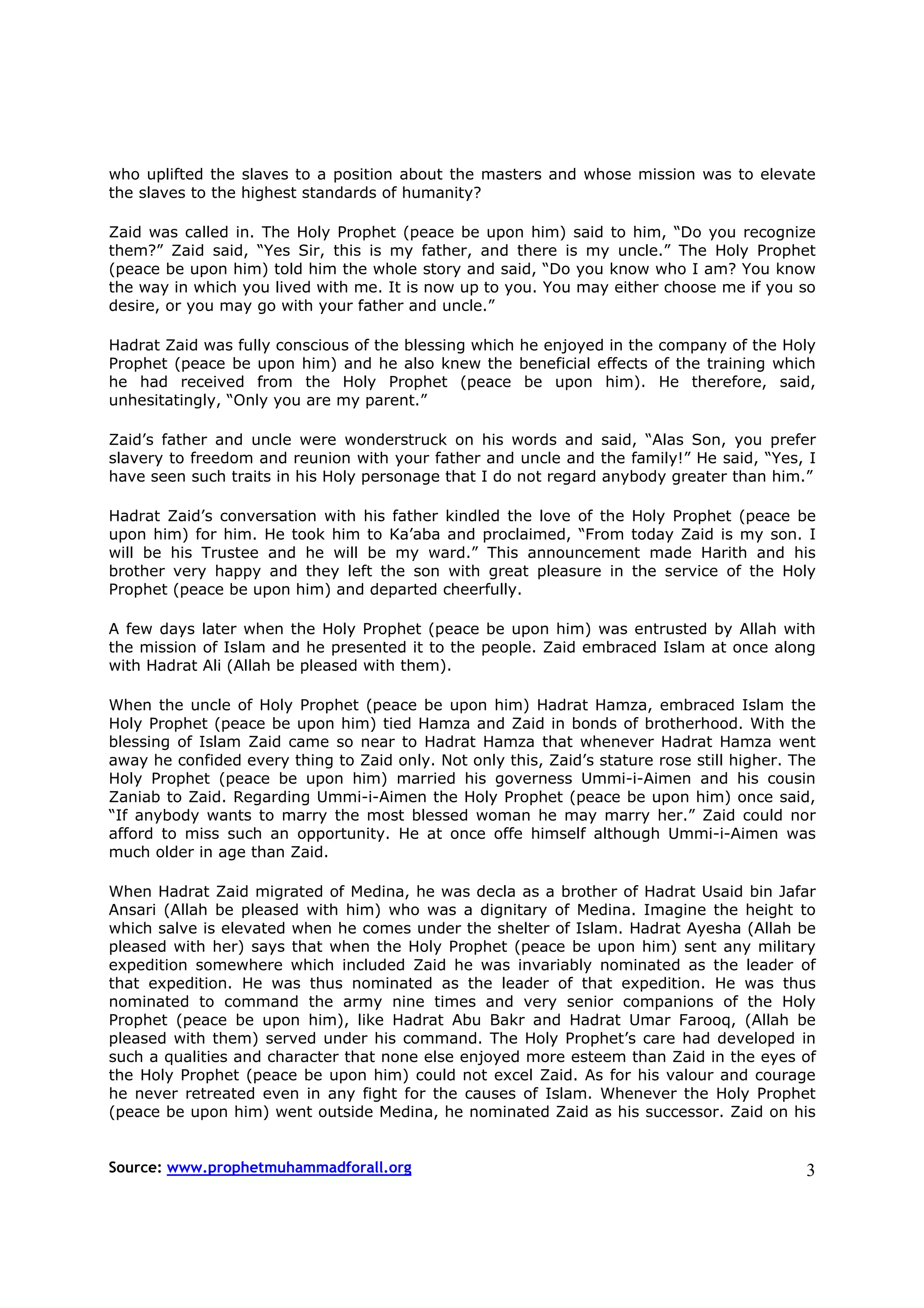 Zaid bin Harith (ra) | PDF