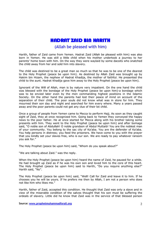 Zaid bin Harith (ra) | PDF