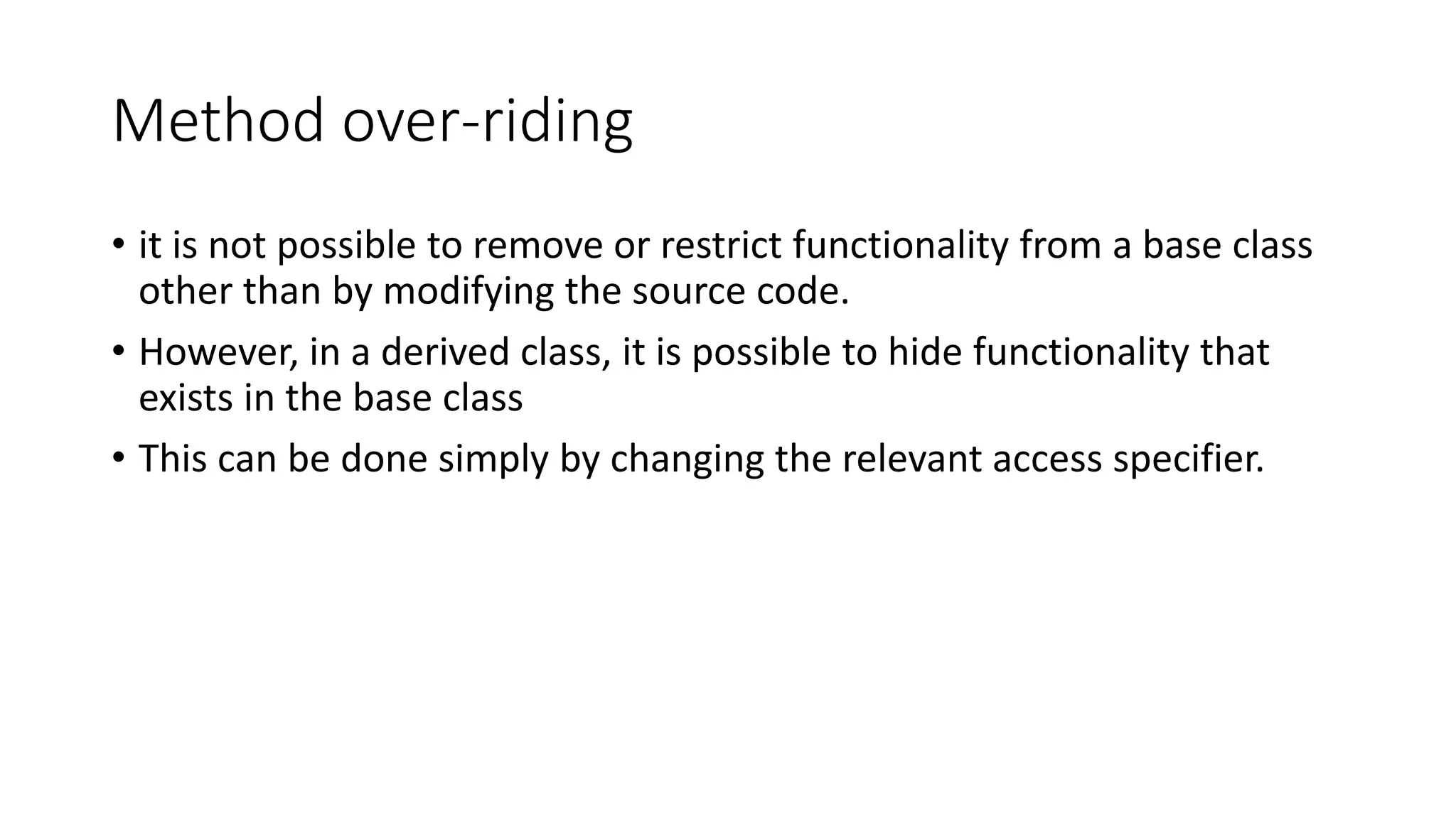 functions over-loading, over-hiding and over-riding | PPTX | Programming Languages | Computing