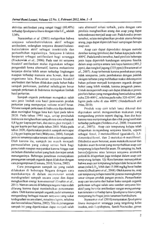 IDENTIFIKASI SENYAWABIOAKTIFANTIFEEDANT DARIASAPCAIRHASILPIROLISISSAMPAHORGANIKPERKOTAAN | PDF
