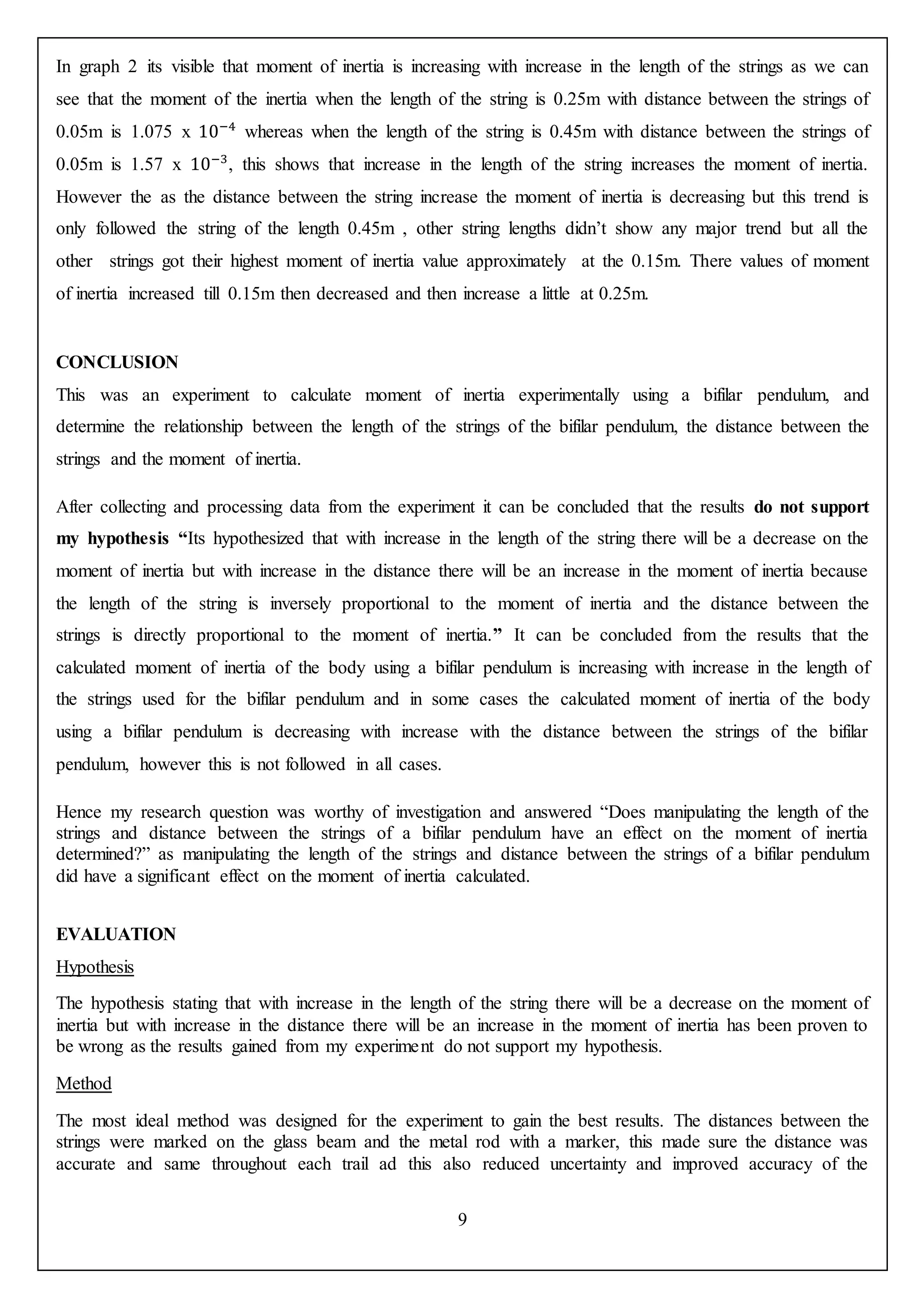 PHYSICS INTERNAL ASSESSMENT IBDP| PHYSICS IA | DOCX