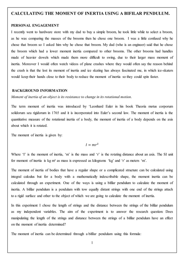 PHYSICS INTERNAL ASSESSMENT IBDP| PHYSICS IA | DOCX