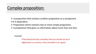 proposition, types and difference between proposition and sentence | PPTX