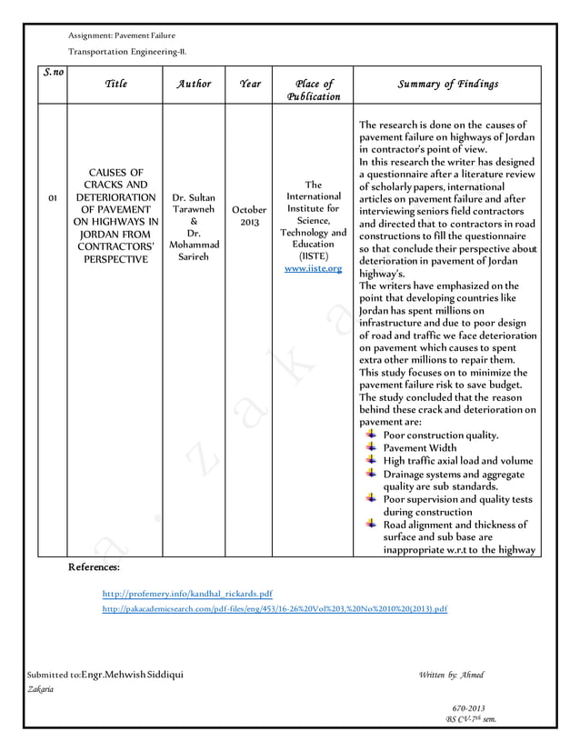 Pavement Failure Summary of Research Papers | PDF