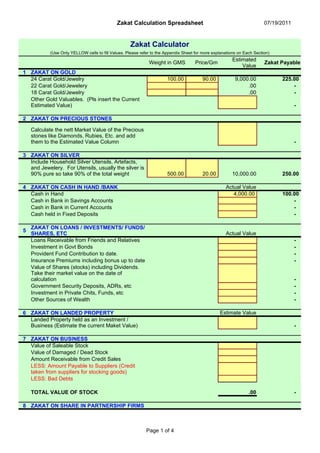 Zakat calculator(1) | XLS