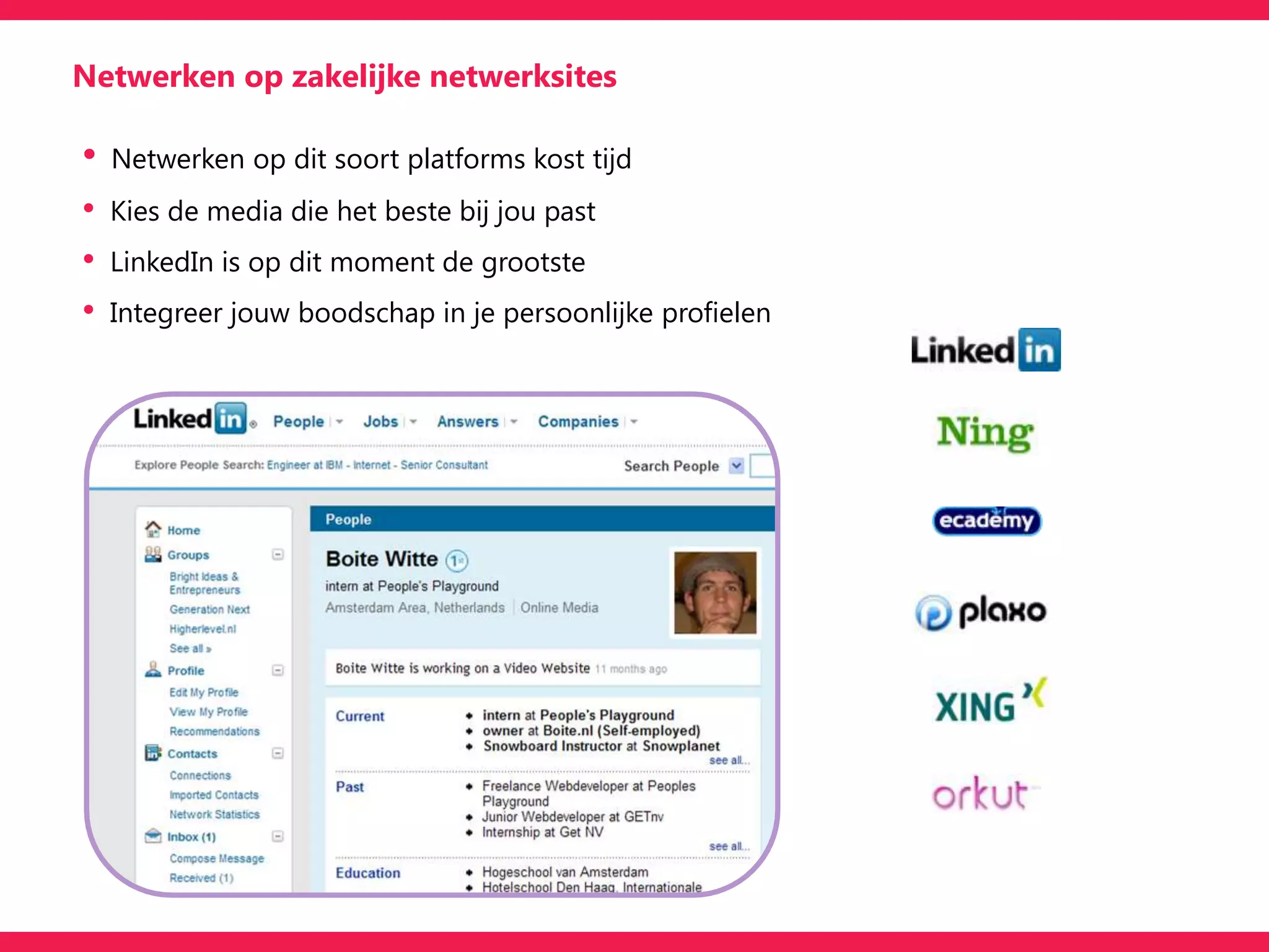 Zakelijk netwerken op Internet (voor beginners) | PPTX