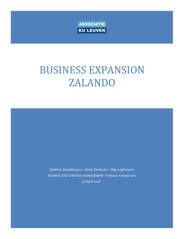 Zalando report from Olga Loghinovici, Vladimir Dzhadzharov and Kevin De ...