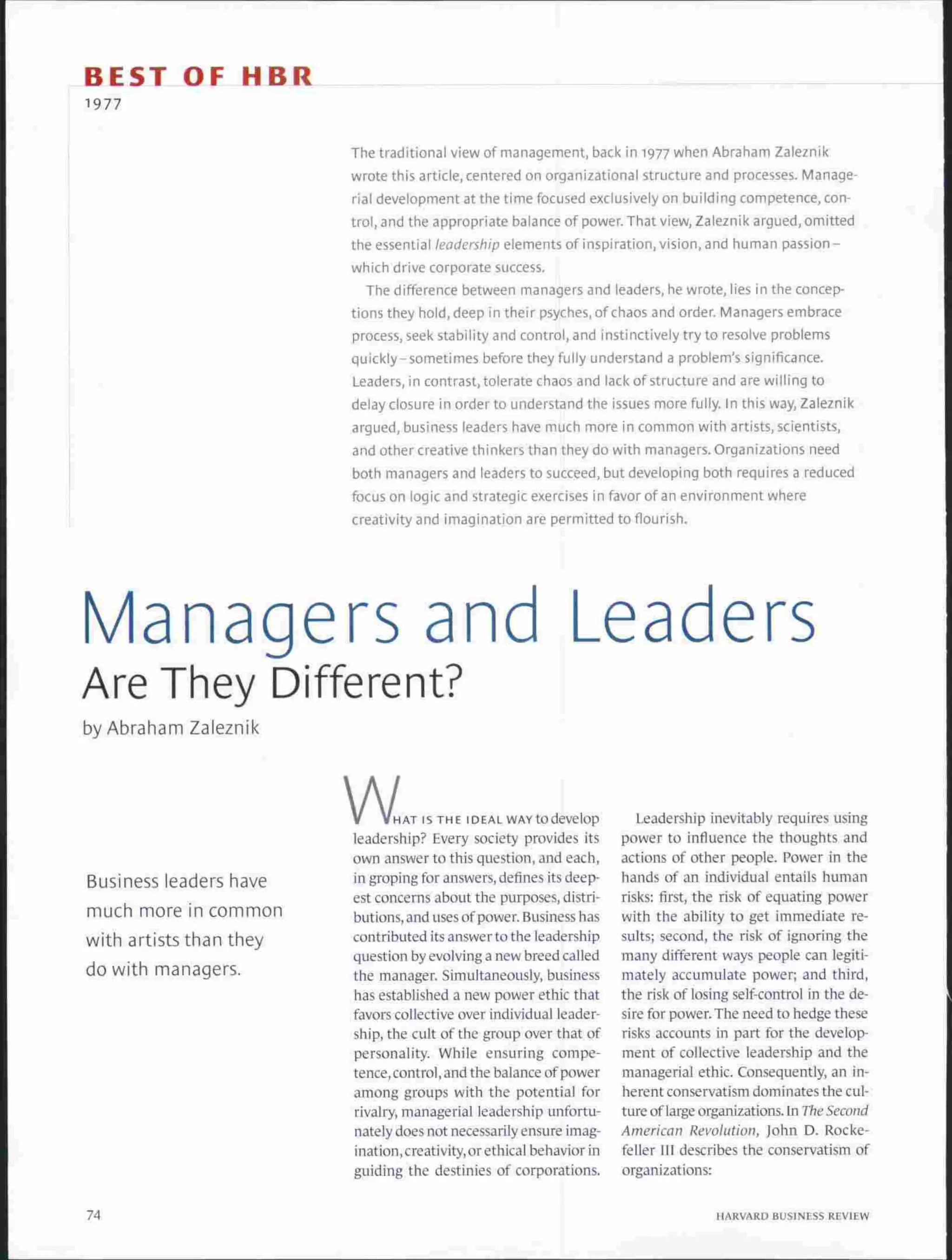 Zaleznik manager&leaders | PDF
