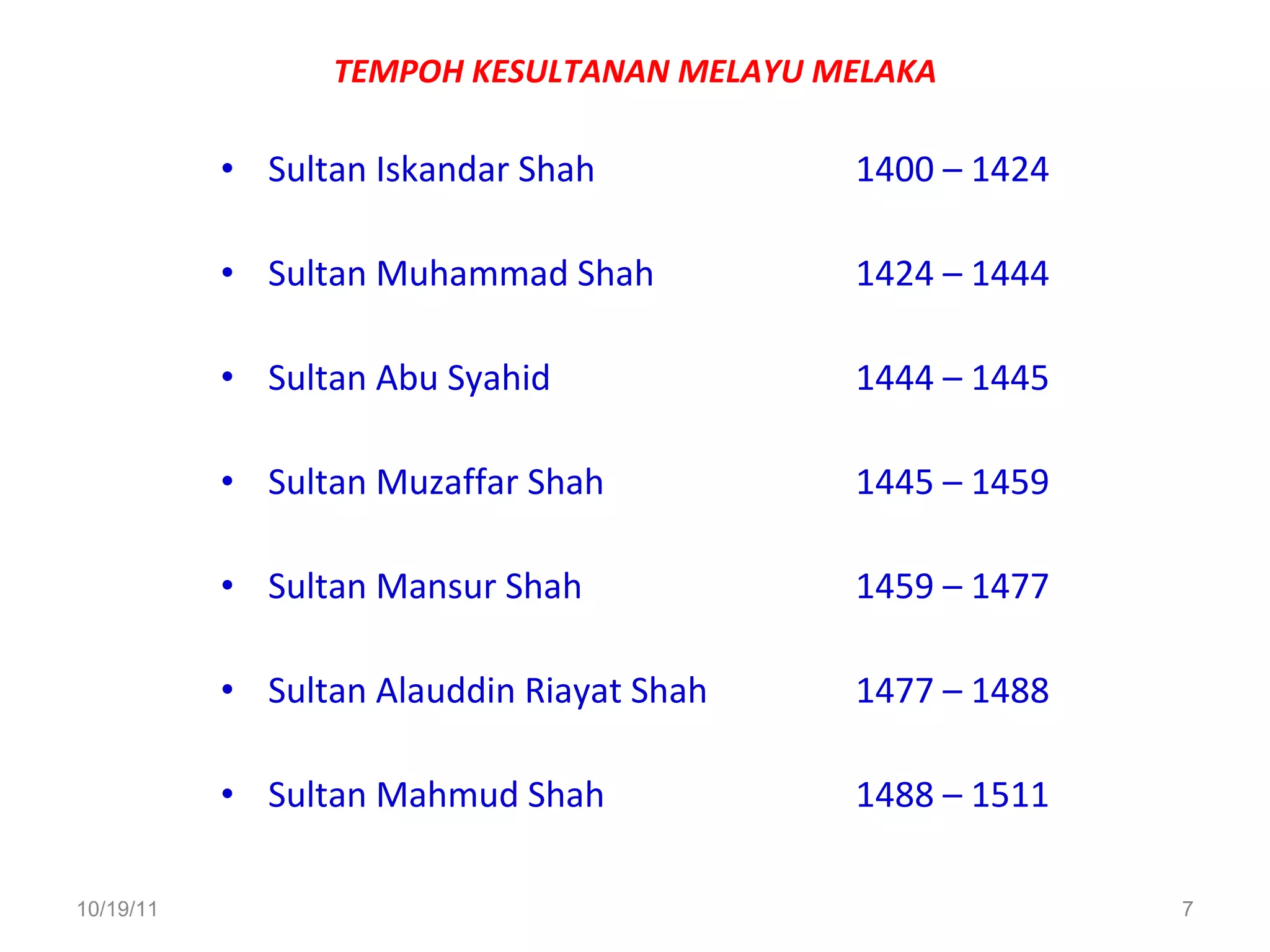Zaman kesultanan melayu melaka | PPT