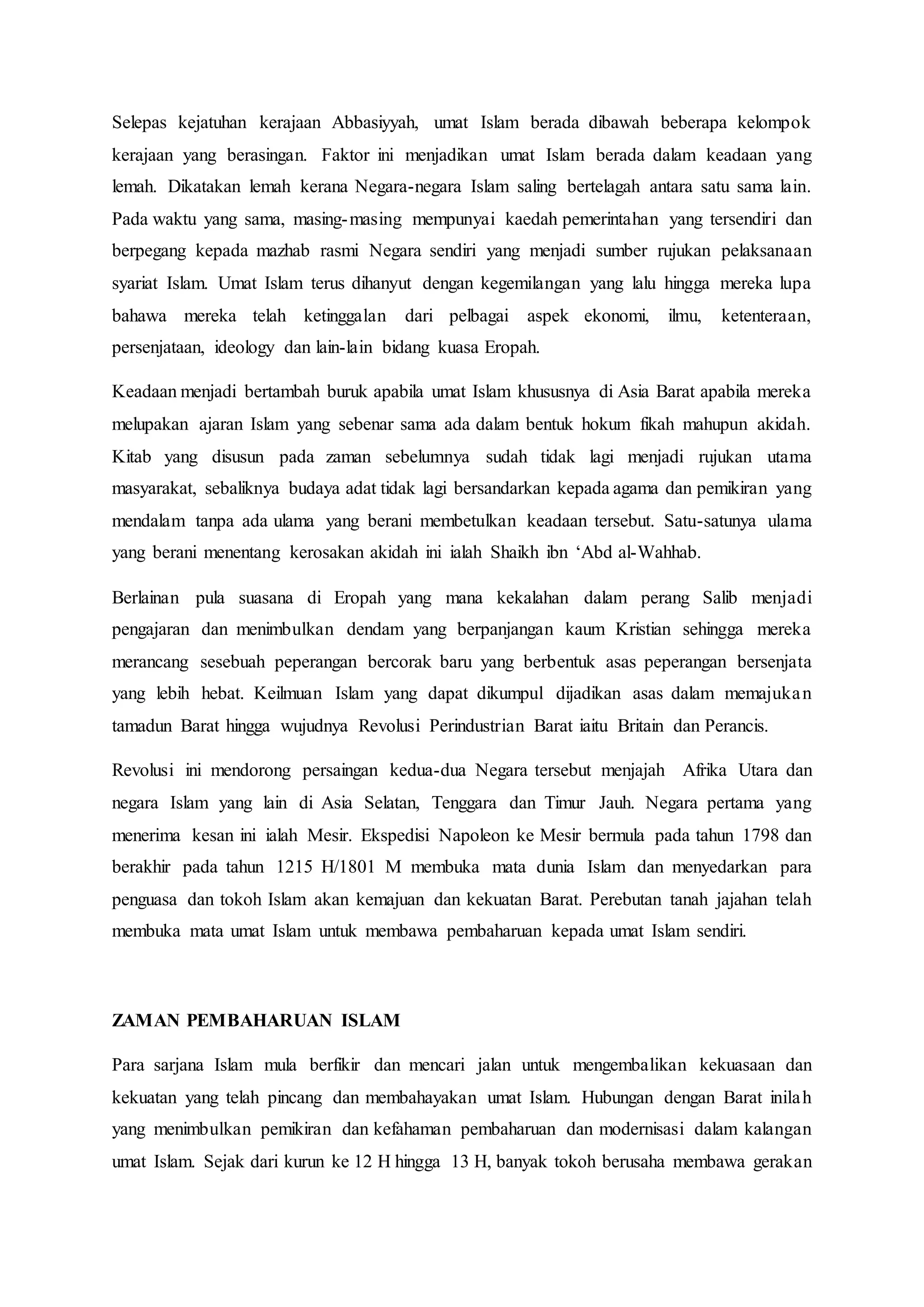 NOTA PEMIKIRAN ISLAM SEMASA | DOCX