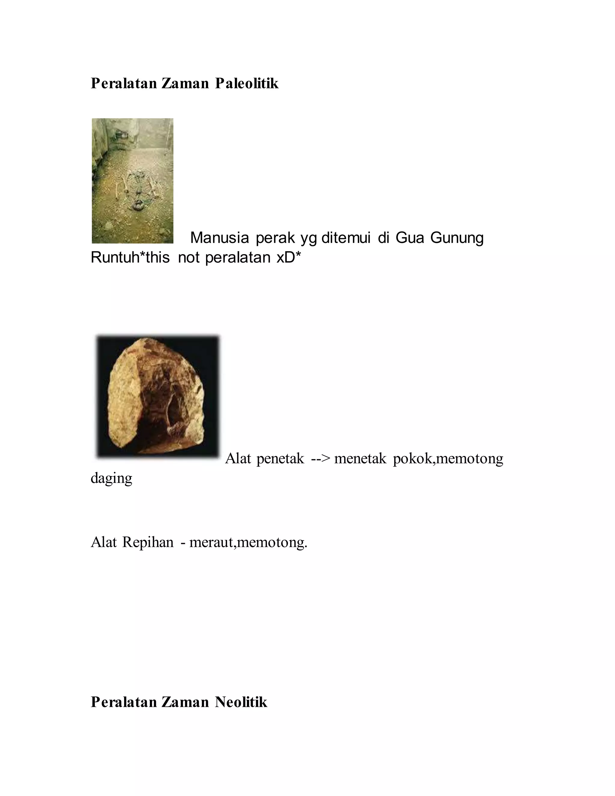 Zaman prasejarah di malaysia | DOCX