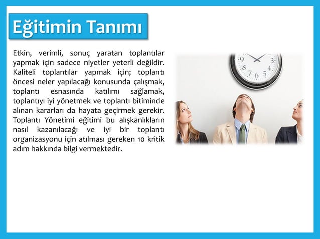Zaman ve Toplantı Yönetimi E-Eğitimi | PPT