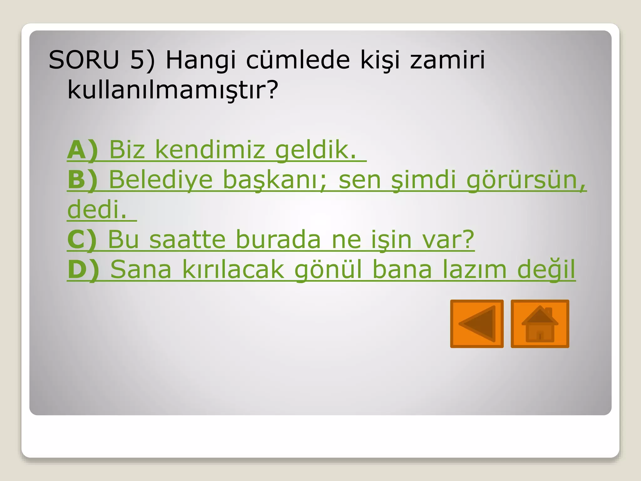 Etkileşimli Zamirler Testi | PPTX