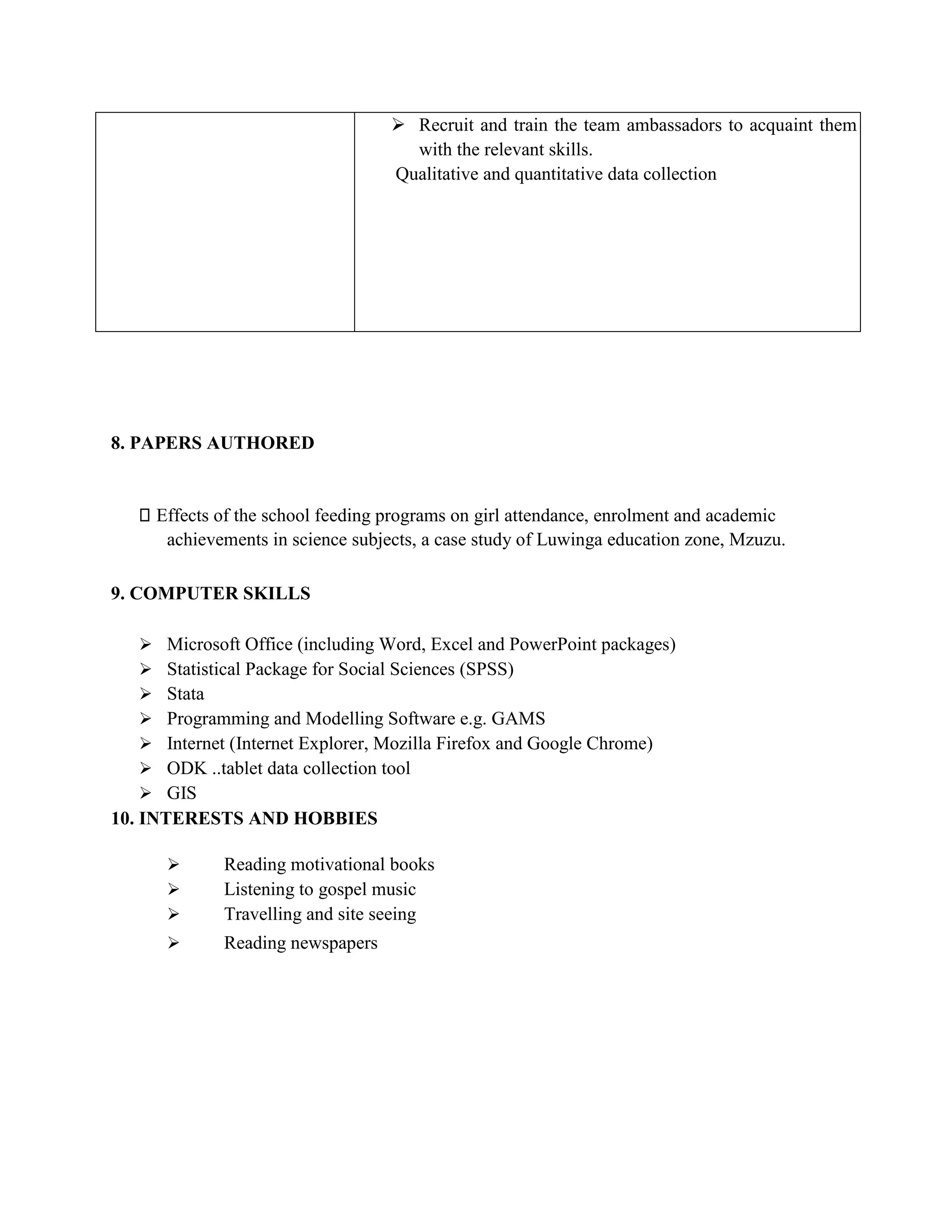 Zamiwe phiri cv | PDF