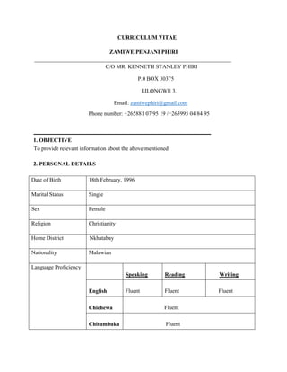 Zamiwe phiri cv | PDF
