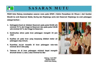 Zona Air Minum Prima (ZAMP) PDAM Kota Malang | PPT