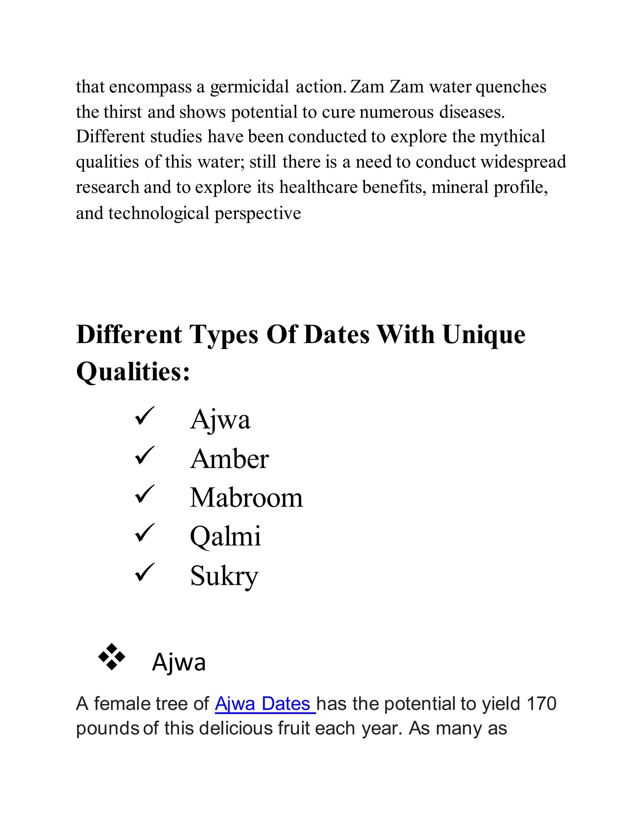 Zam zam & sudi dates | DOCX