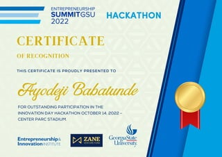 Ayodeji Babatunde's Zane eSummit Hackathon Certificate.pdf