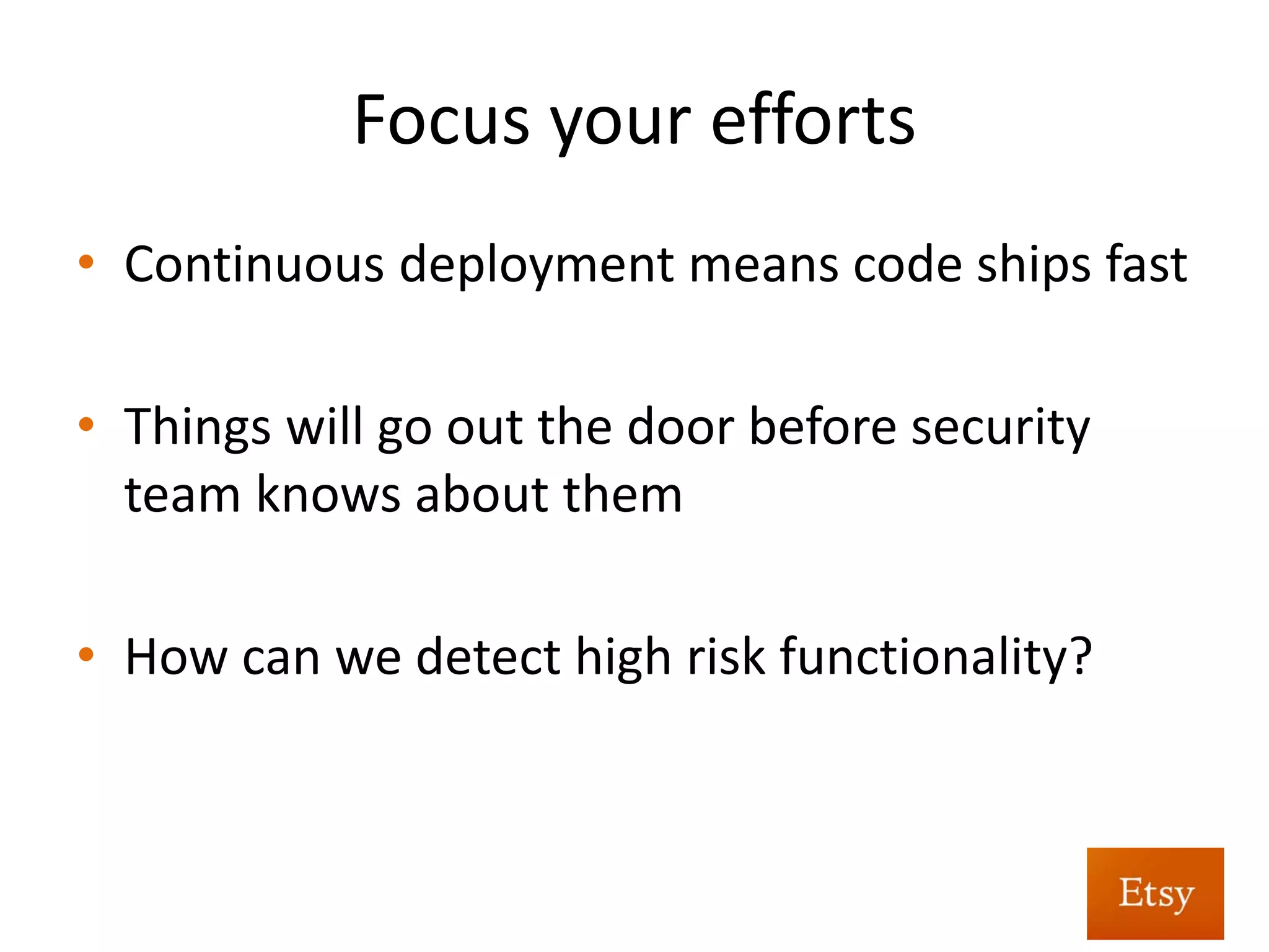 Zane lackey. security at scale. web application security in a continuous deployment environment ...