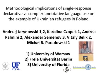 Methodological implications of single-response declarative vs complex ...