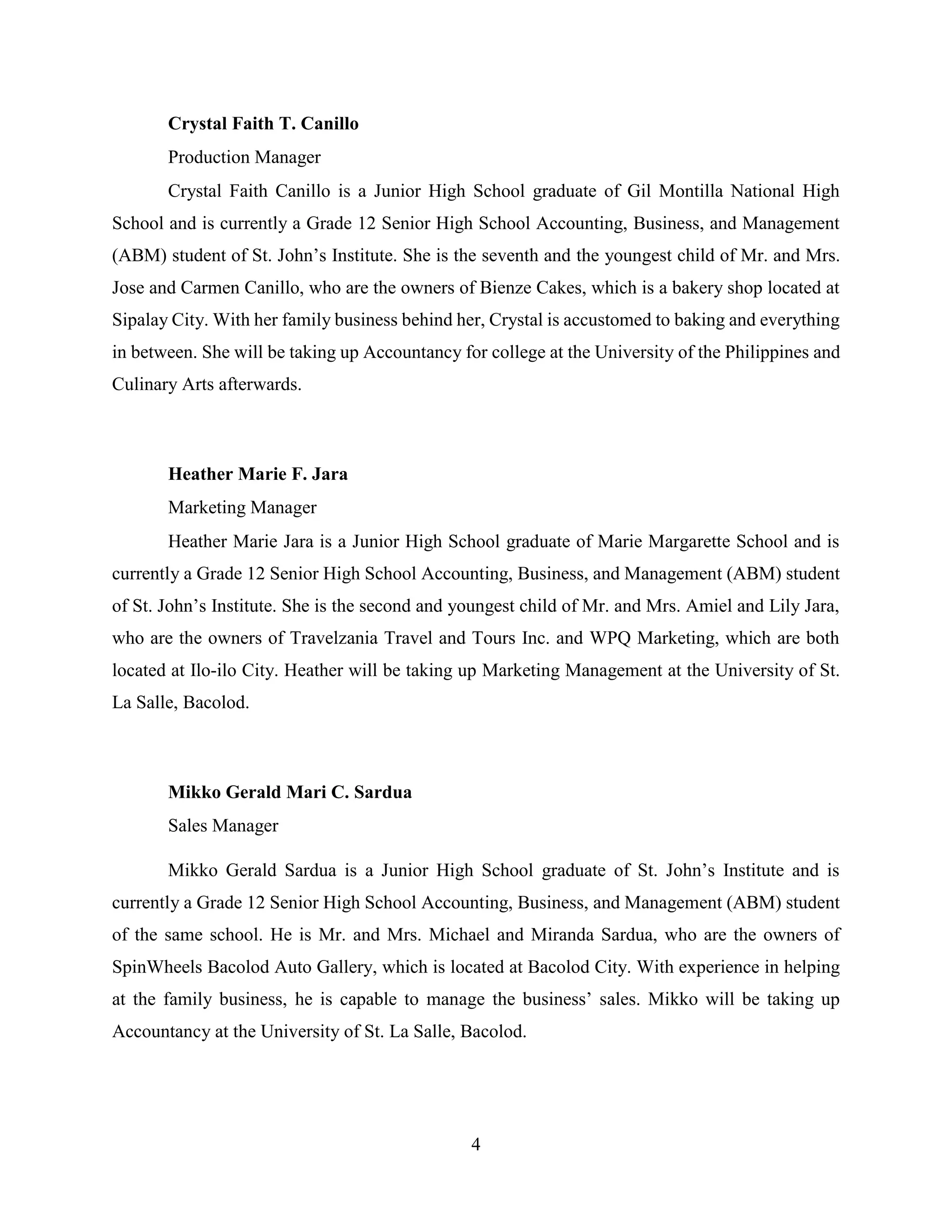 Business Plan Sample for Senior High School ABM Students | PDF