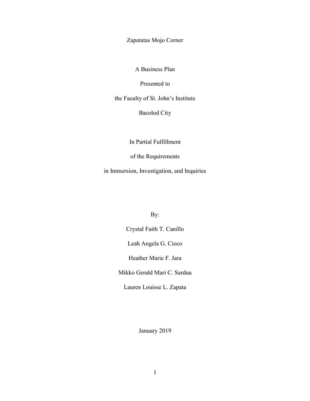 Business Plan Sample for Senior High School ABM Students | PDF ...