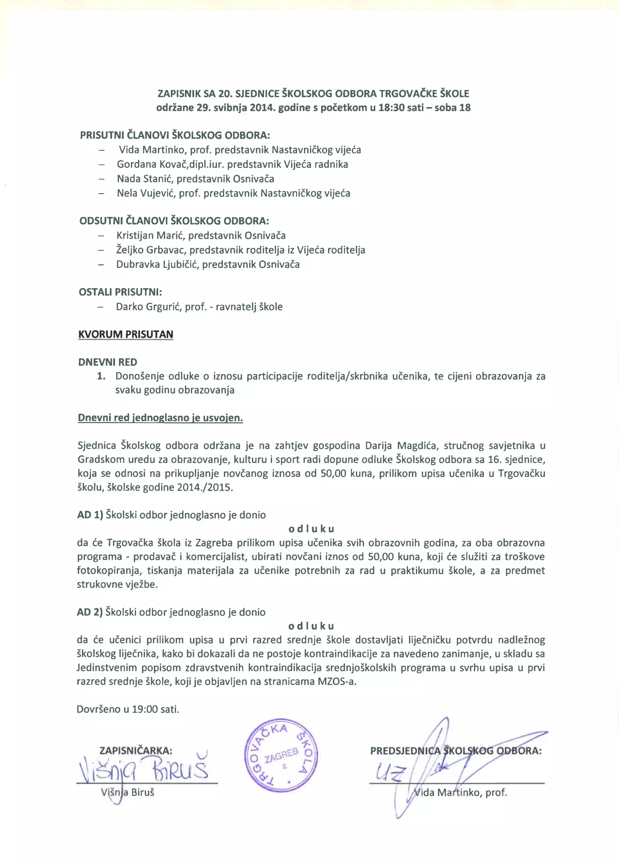 Zapisnik 20-sjed-sk-od-2014 | PDF