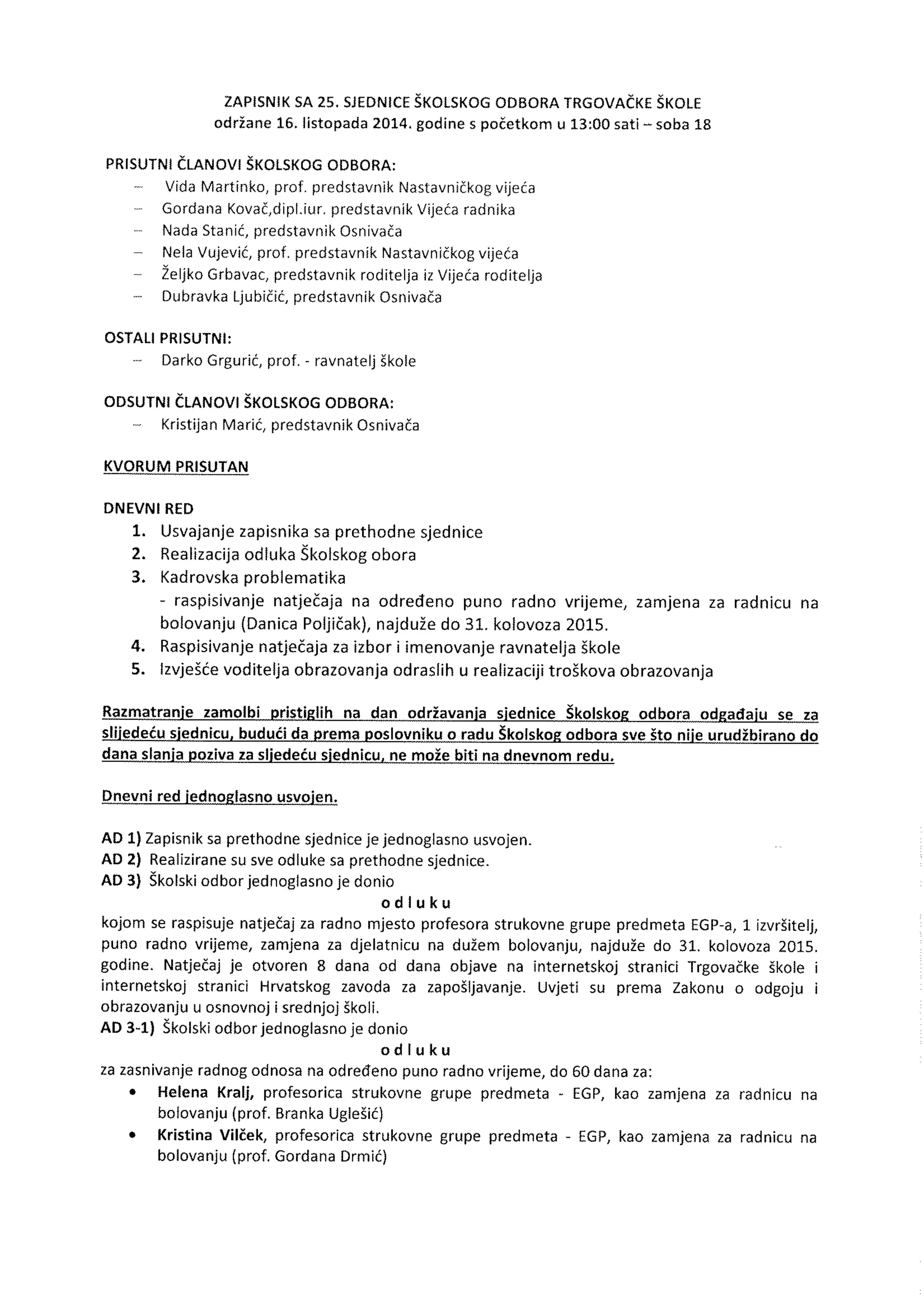 Zapisnik 25.sjed-sk-od-2014 | PDF