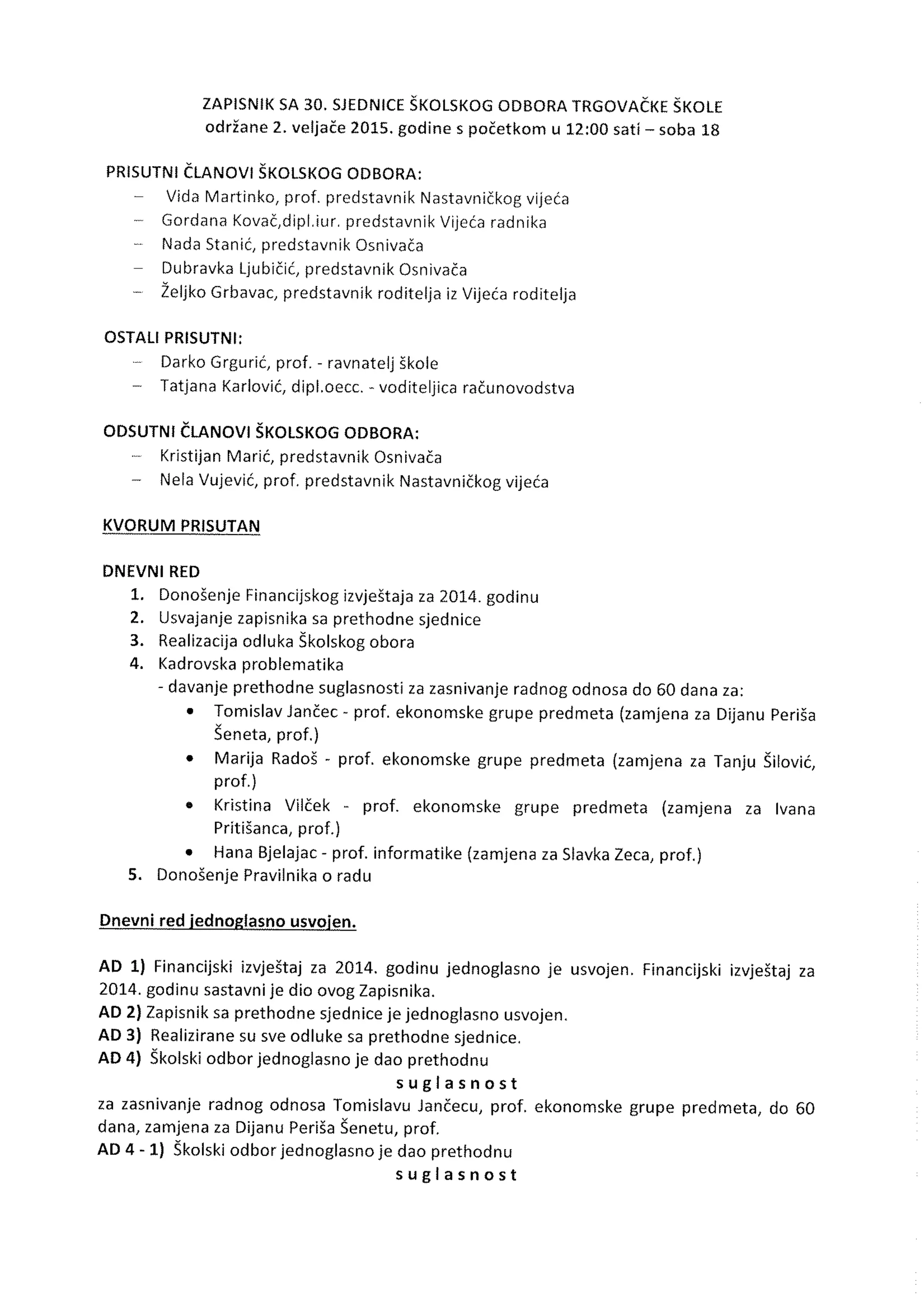 Zapisnik 30-sjednice-2015 | PDF
