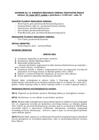 Zapisnik sa 12. sjednice - 2017. | PDF