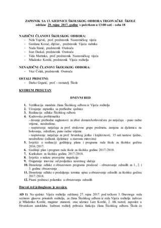 Zapisnik sa 13. sjednice - 2017. | PDF