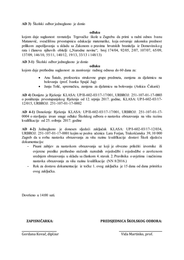 Zapisnik sa 14. sjednice - 2017. | PDF