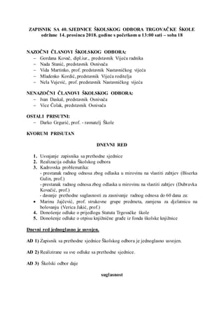Zapisnik sa 40. sjednice - 2018. | PDF