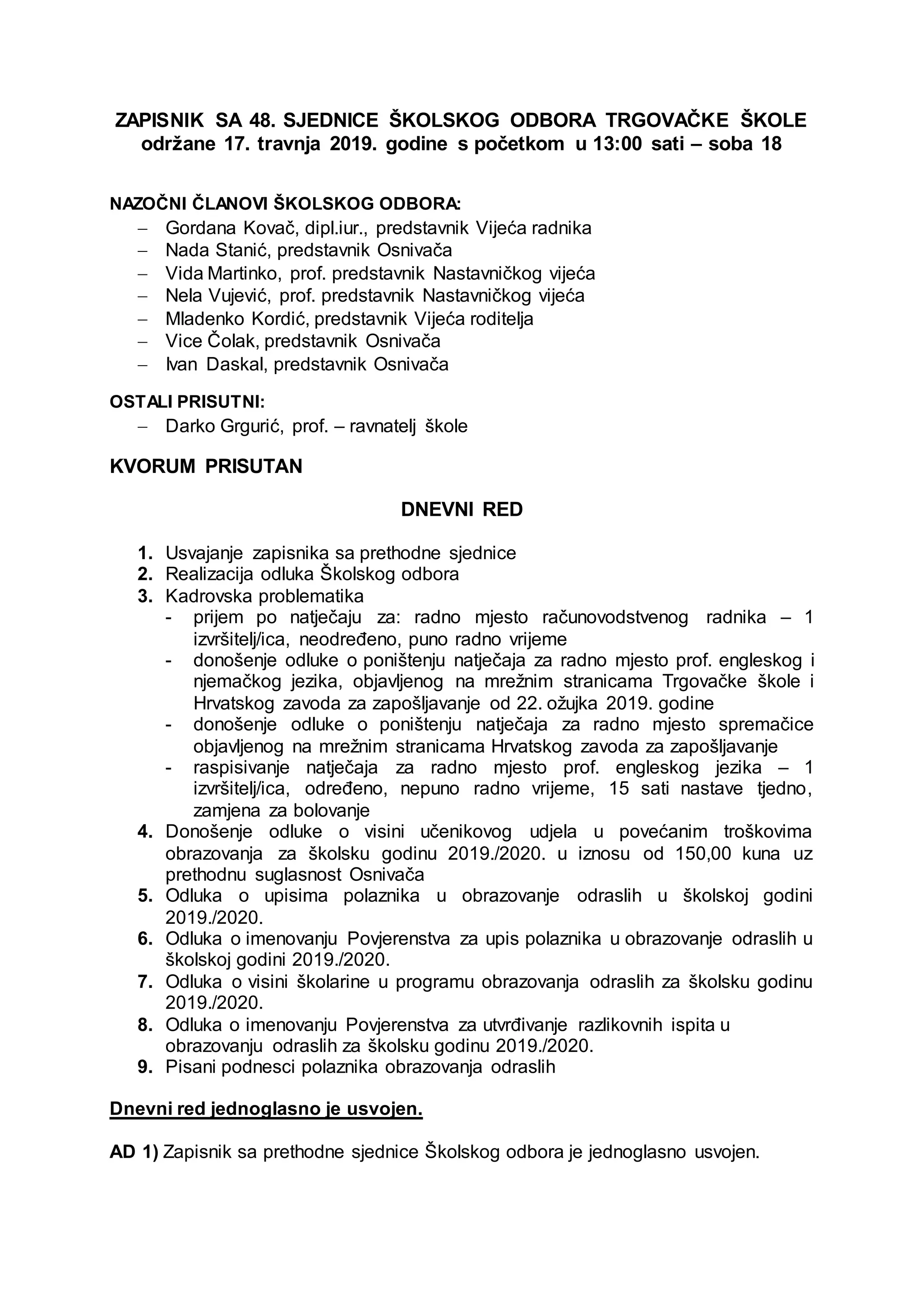 Zapisnik sa 48. sjednice - 2019 | DOCX