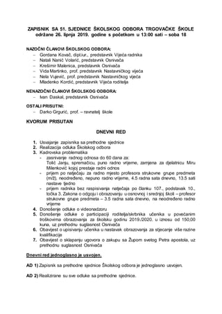 Zapisnik sa 51. sjednice - 2019. | PDF