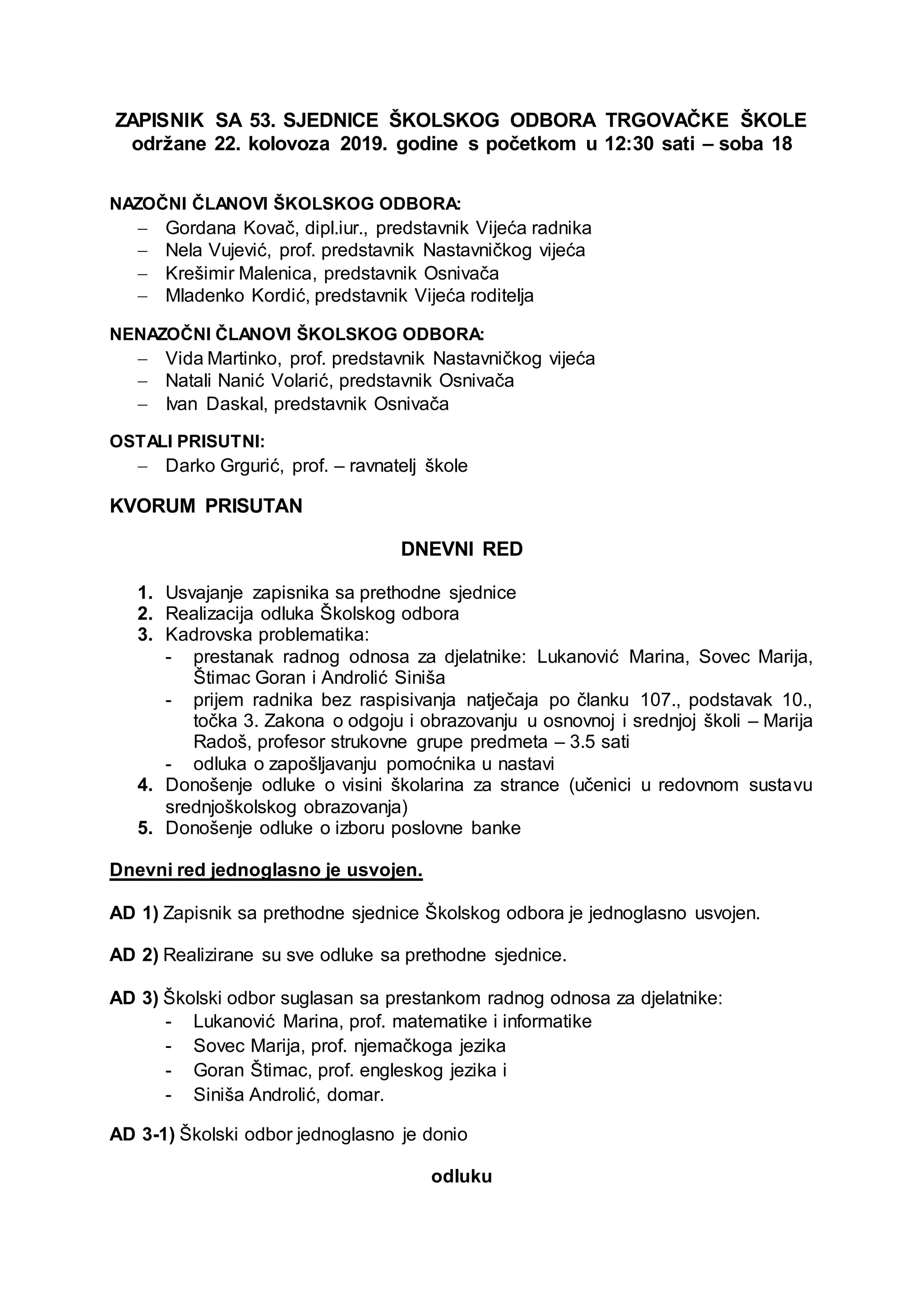 Zapisnik sa 53. sjednice - 2019. | PDF